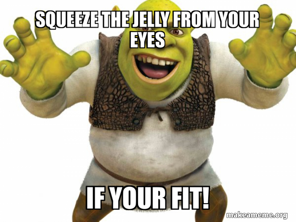 SQUEEZE THE JELLY FROM YOUR EYES IF YOUR FIT! - Shrek Meme Generator