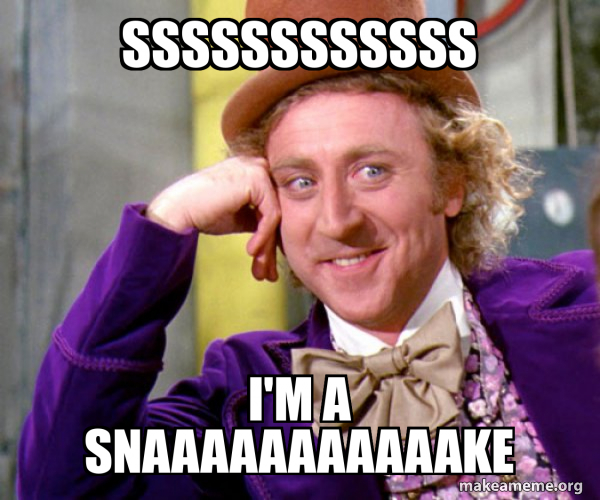 ssssssssssss I'm a snaaaaaaaaaaake - Willy Wonka Sarcasm Meme Meme ...