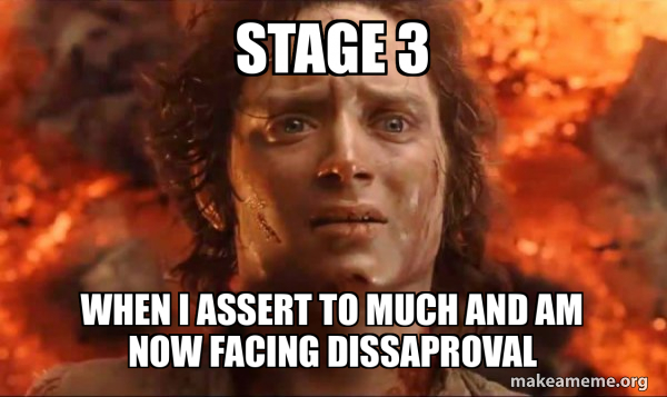 Stage 3 When I assert to much and am now facing dissaproval - Frodo it ...