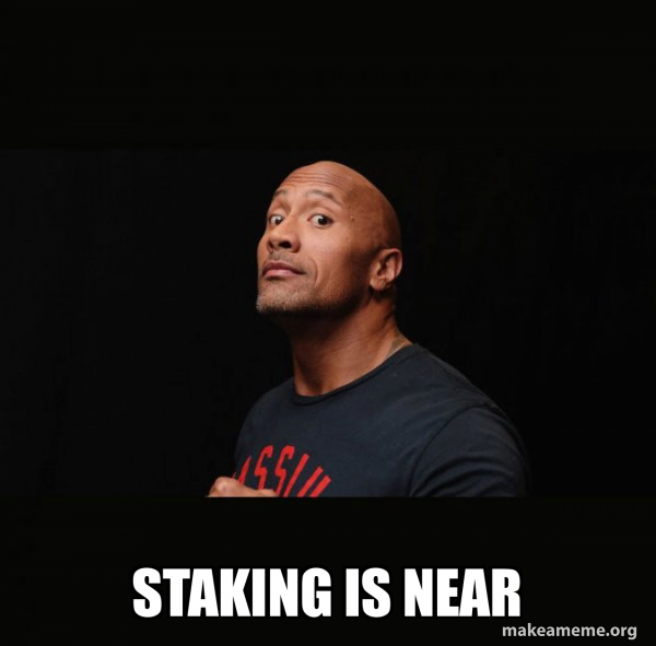 staking is near - Dwayne Johnson (The Rock) Meme Generator
