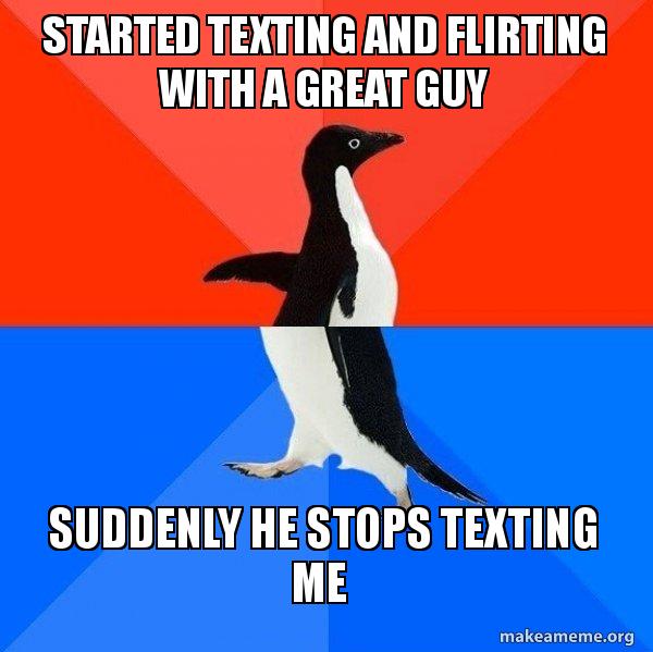 Started texting and flirting with a great guy Suddenly he stops texting ...