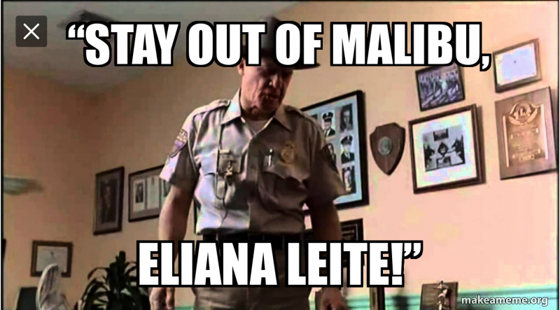 “Stay out of Malibu, Eliana Leite!” Meme Generator