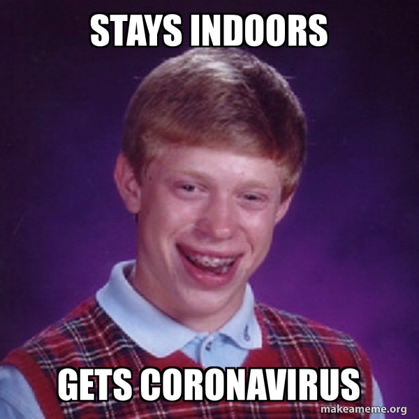 STAYS INDOORS Gets coronavirus - Bad Luck Brian Meme Generator