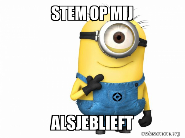 stem op mij alsjeblieft - Thoughtful Minion | Make a Meme