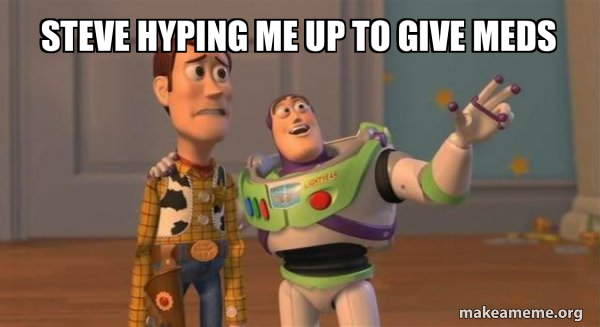 Steve hyping me up to give meds - Buzz and Woody (Toy Story) Meme Meme ...