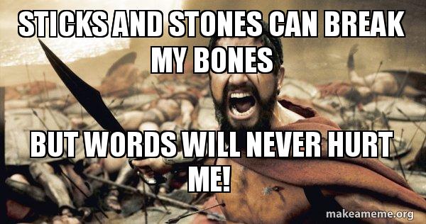 Sticks and stones can break my bones But words will never hurt me ...