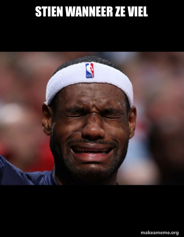 Stien wanneer ze viel - Lebron Crying Meme Generator