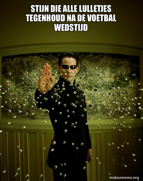 stijn die alle lulletjes tegenhoud na de voetbal wedstijd - Neo ...