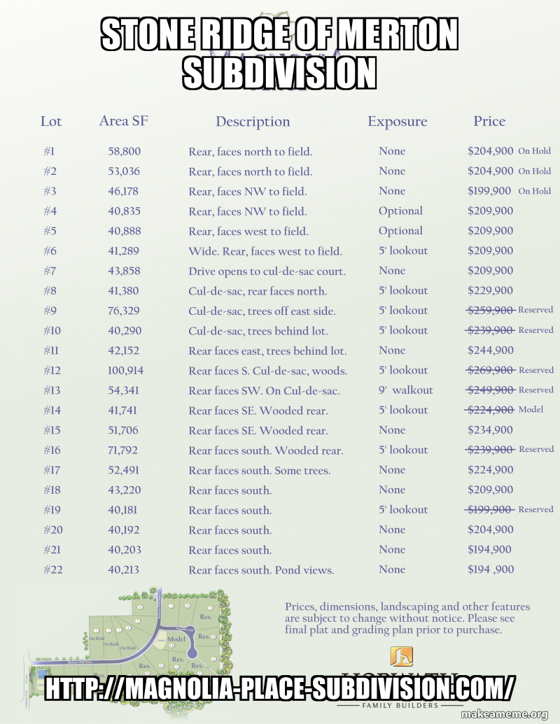 Stone Ridge of Merton Subdivision http://magnolia-place-subdivision.com ...