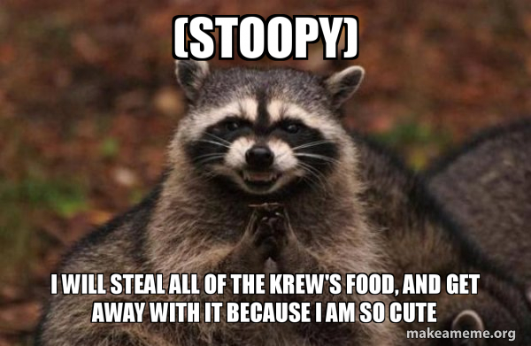 (Stoopy) I will steal all of the Krew's food, and get away with it ...