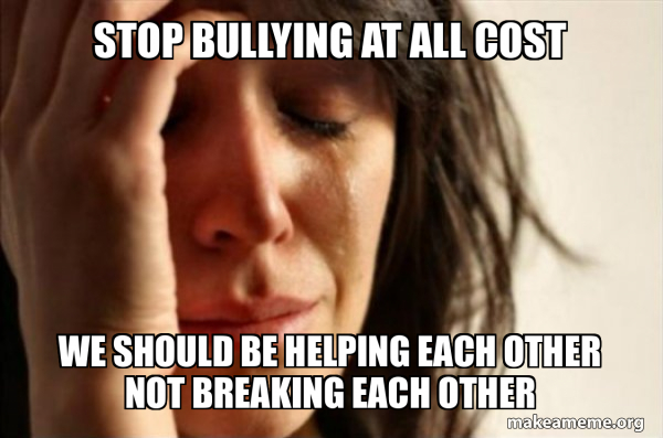stop bullying at all cost we should be helping each other not breaking ...