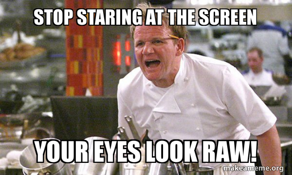 Stop staring at the screen Your eyes look raw! - Gordon Ramsay Hell's ...