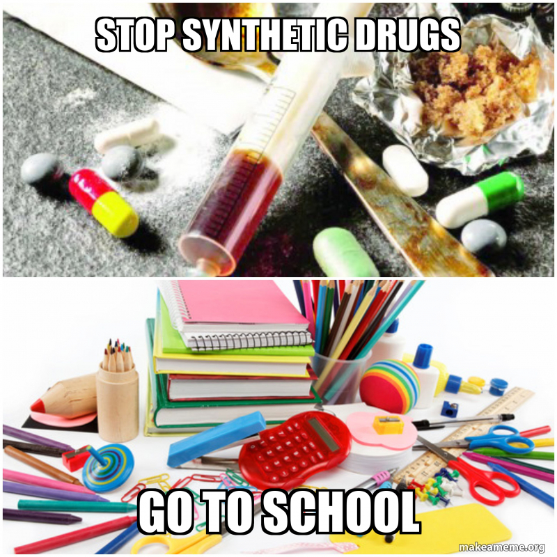 Stop synthetic drugs Go to school Meme Generator