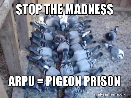 STOP THE MADNESS ARPU = PIGEON PRISON Meme Generator