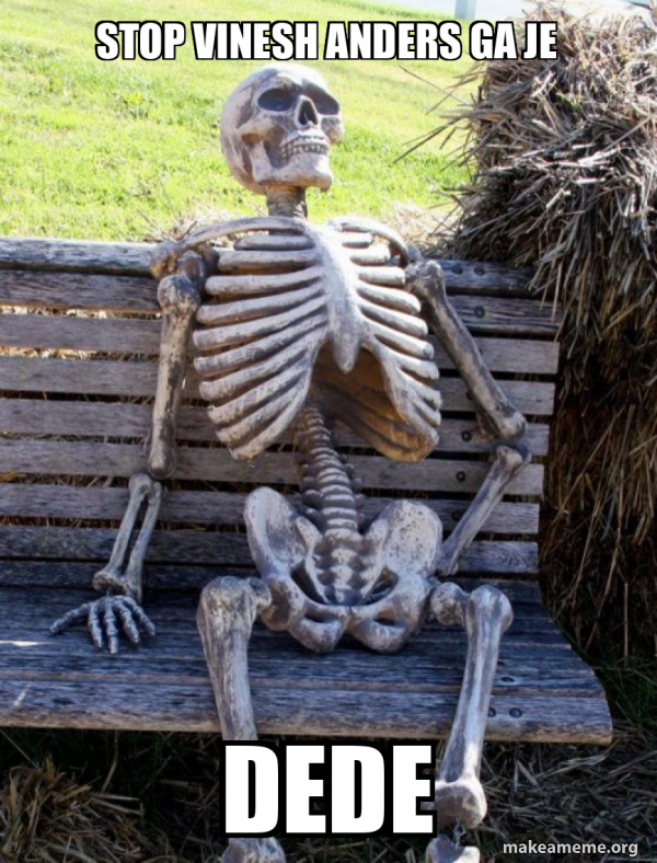 stop vinesh anders ga je dede - Waiting Skeleton Meme Generator