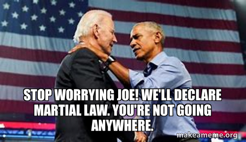 Stop worrying joe! We'll declare martial law. You're not going anywhere ...