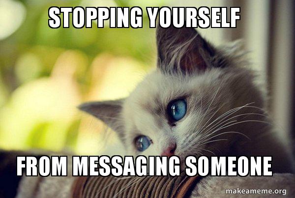 STOPPING YOURSELF FROM MESSAGING SOMEONE - First World Cat Problems ...