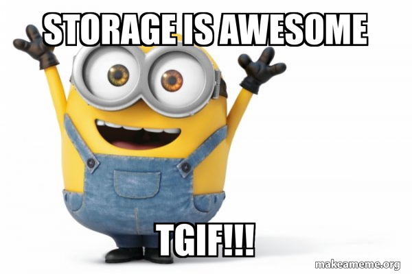 storage is awesome tgif!!! - Happy Minion Meme Generator