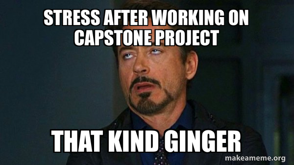 Stress after working on capstone project That kind GINGER - Tony Stark ...