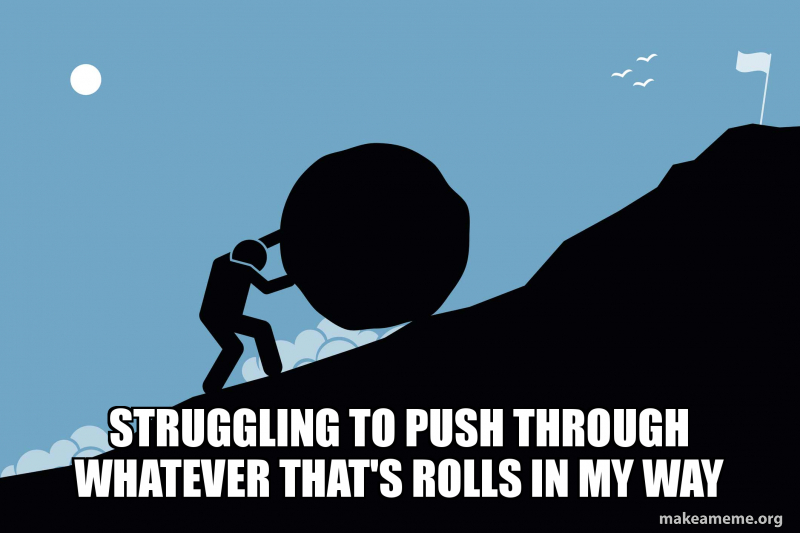 struggling TO Push through whatever that's rolls in MY way Meme Generator