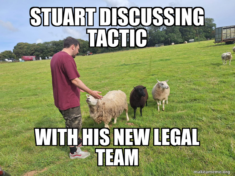 Stuart discussing tactic With his new legal team - Stuart legal Meme ...