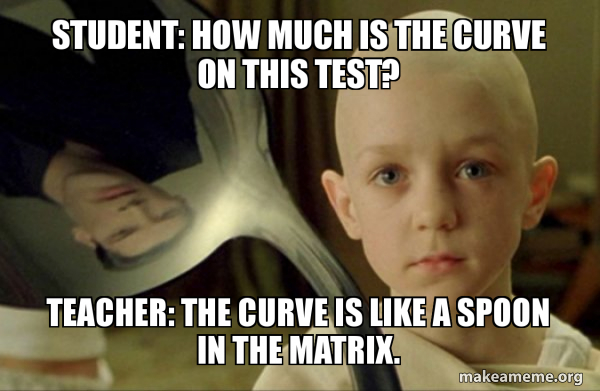 Student: How much is the curve on this test? Teacher: The curve is like ...