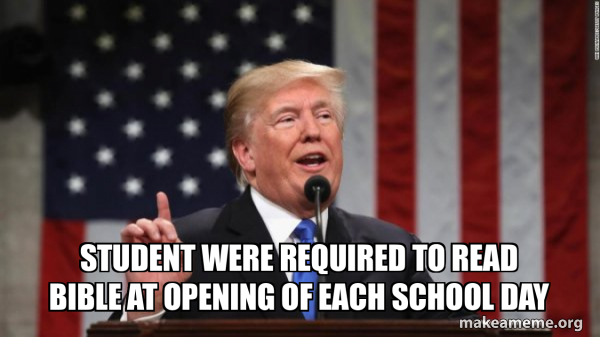 Student were required to read bible at opening of each school day ...