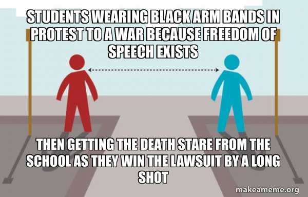 Students wearing black arm bands in protest to a war because freedom of ...