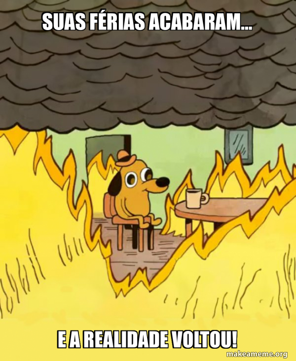 SUAS FÉRIAS ACABARAM... E A REALIDADE VOLTOU! - This Is Fine Meme Generator
