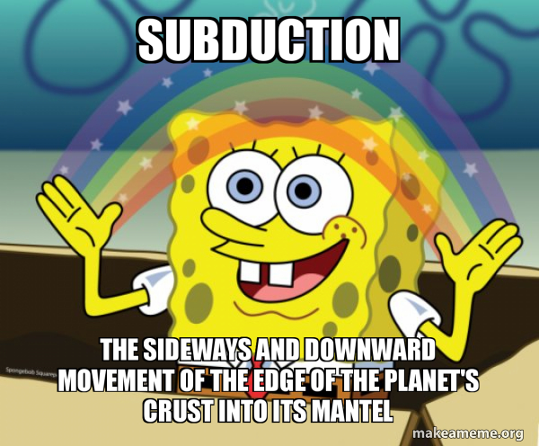 Subduction The sideways and downward movement of the edge of the planet ...