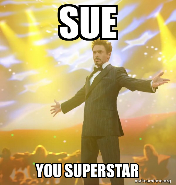 SUE YOU SUPERSTAR - Tony Stark Success Meme Generator