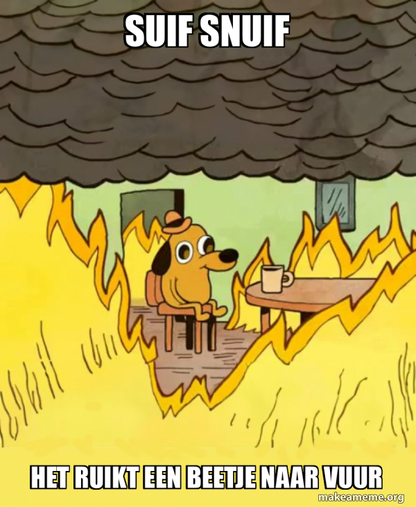 suif snuif het ruikt een beetje naar vuur - This Is Fine Meme Generator