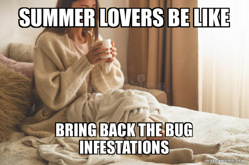 SUMMER LOVERS BE LIKE BRING BACK THE BUG INFESTATIONS Meme Generator