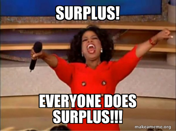 surplus! everyone does surplus!!! - Oprah Winfrey - You Get a Car Meme ...