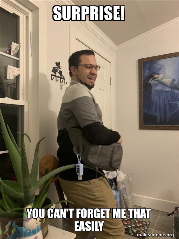 Surprise! You can't Forget me that easily Meme Generator