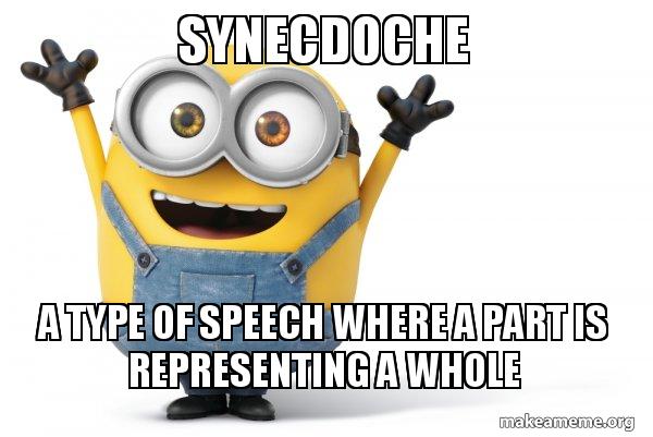 Synecdoche A type of speech where a part is representing a whole ...