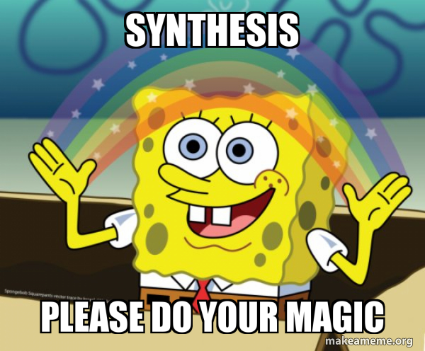 Synthesis please do your magic - Rainbow SpongeBob Meme Generator