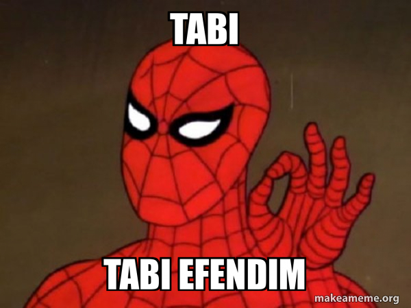 tabi tabi efendim - Spiderman - Care factor Zero Meme Generator