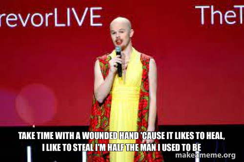 Take time with a wounded hand 'Cause it likes to heal, I like to steal ...