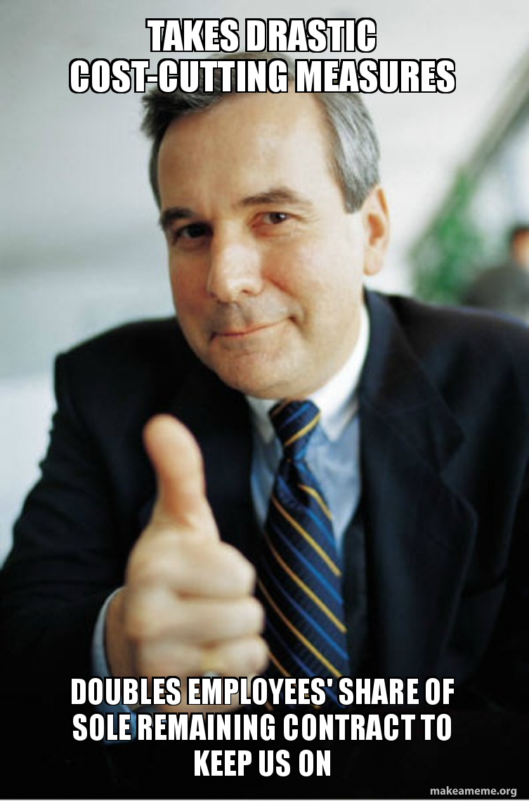 takes drastic cost-cutting measures doubles employees' share of sole ...