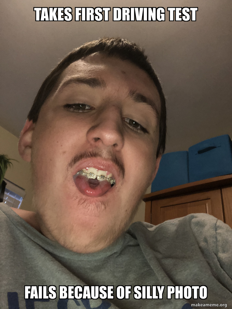 Takes first driving test fails because of silly photo : r/memeswithoutmods