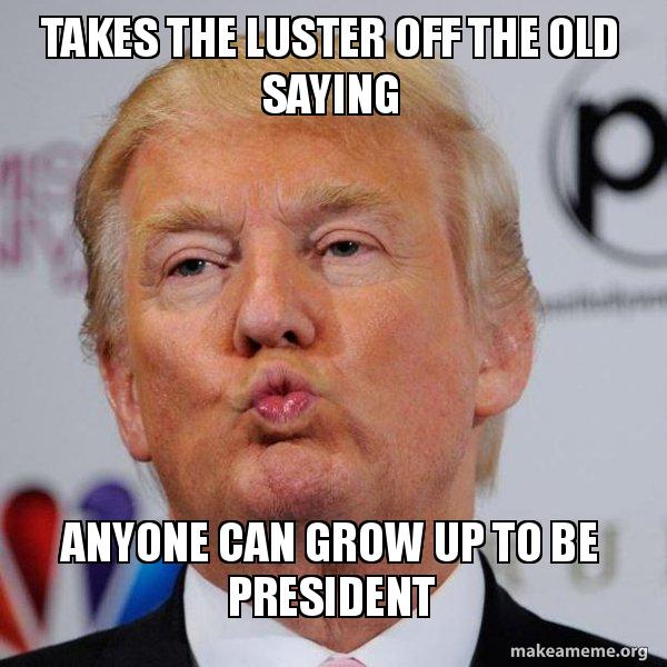 TAKES THE LUSTER OFF THE OLD SAYING ANYONE CAN GROW UP TO BE PRESIDENT ...