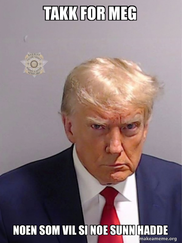 takk for meg noen som vil si noe sunn hadde - Donald Trump Mugshot Meme ...