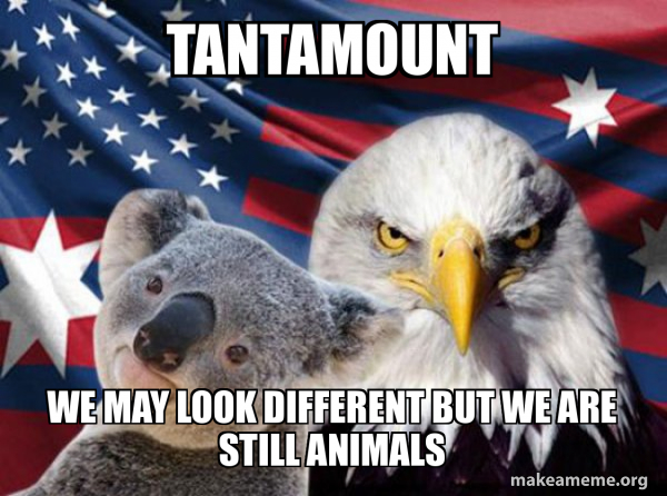Tantamount we may look different but we are still animals ...