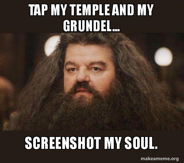 Tap my temple and my grundel... Screenshot my soul. - Hagrid - I should ...