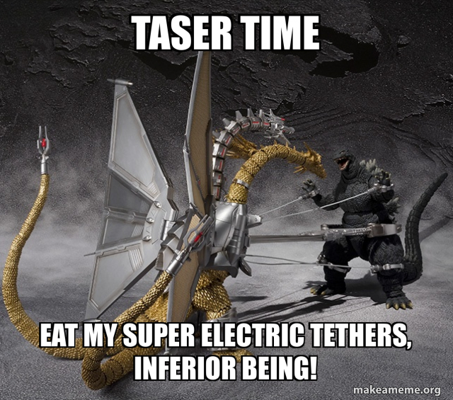 Taser time eat my super electric tethers, inferior being! Meme Generator