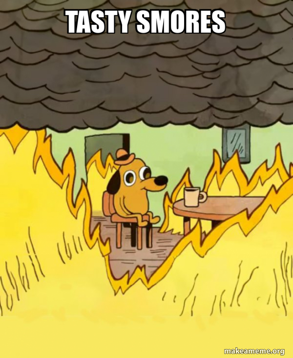 tasty smores - This Is Fine Meme Generator
