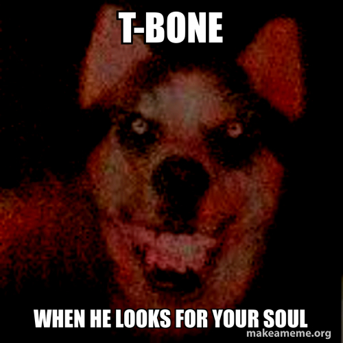 T-bone When he looks for your soul Meme Generator