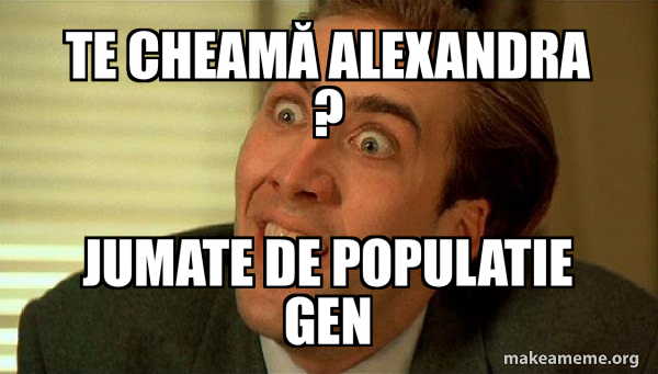 Te cheamă Alexandra ? Jumate de populatie gen - Sarcastic Nicholas Cage ...