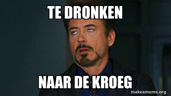te dronken naar de kroeg - Tony Stark Eye Roll Meme Generator